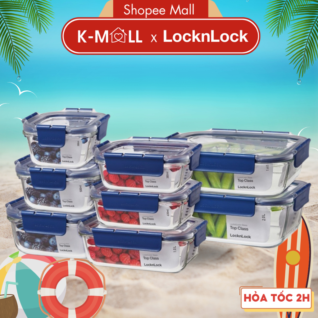 Hộp thuỷ tinh LocknLock Top Class LBG chịu nhiệt, nhiều size, nắp gập ...