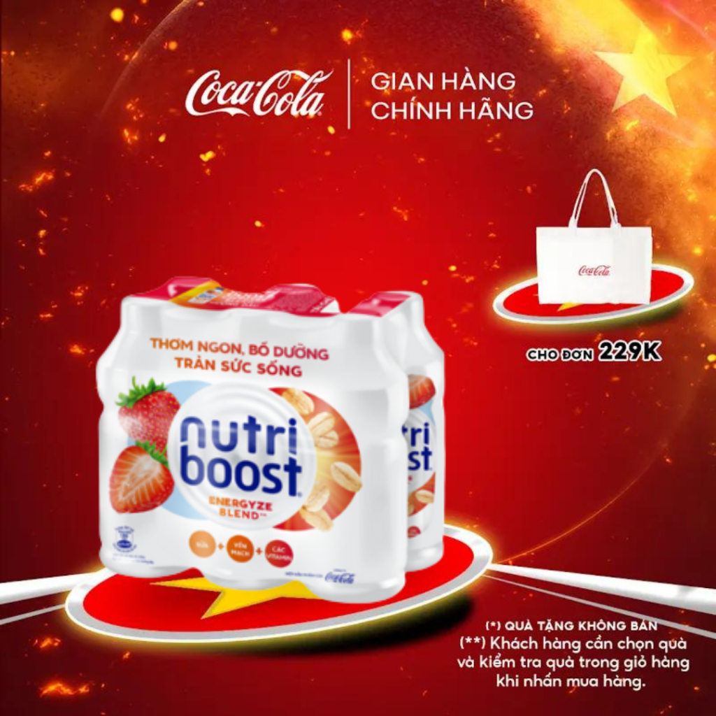 Lốc 6 Chai Sữa Nutriboost Thế Hệ Mới Hương Dâu 297ml/Chai Coca-Cola ...