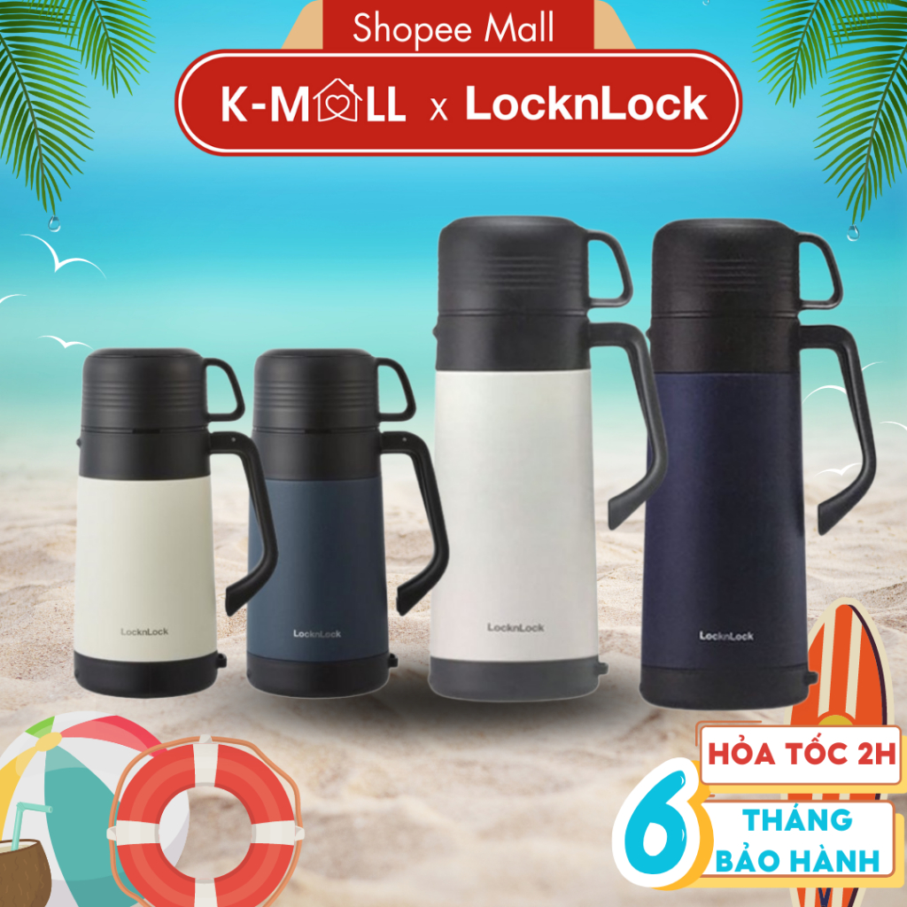 Bình giữ nhiệt LocknLock cỡ đại LHC1484 1,2L và LHC1485 1,8L có quai xách, nắp làm cốc nước - K ...