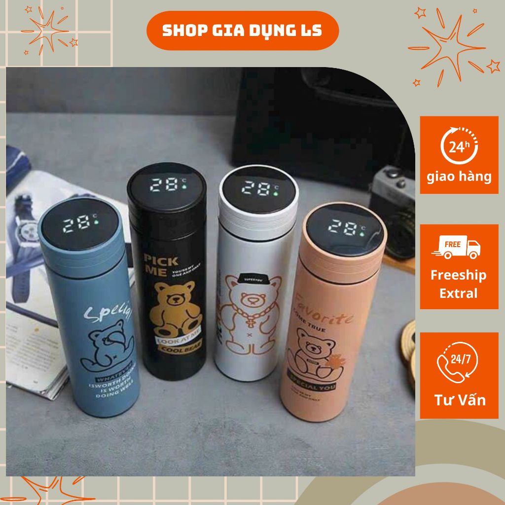 Bình giữ nhiệt hiển thị nhiệt độ kèm màng lọc pha trà inox 304 dung tích 450ml | Shopee Việt Nam