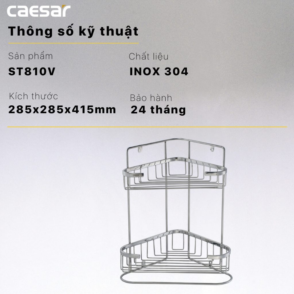 Kệ góc treo khăn inox 304 kiểu dáng 2 tầng Caesar ST810V, Giá treo khăn nhà tắm, Cam kết chính ...