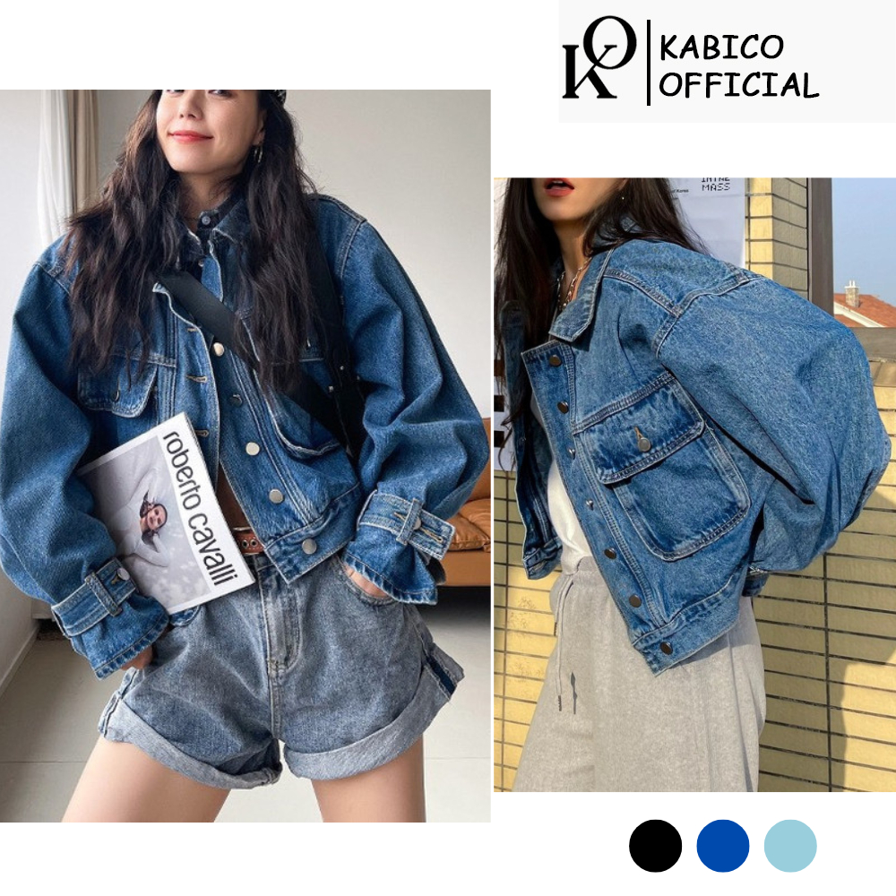 Áo jean nữ dài tay dáng ngắn, áo jean nữ KABICO phong cách Ulzzang_G14 ...