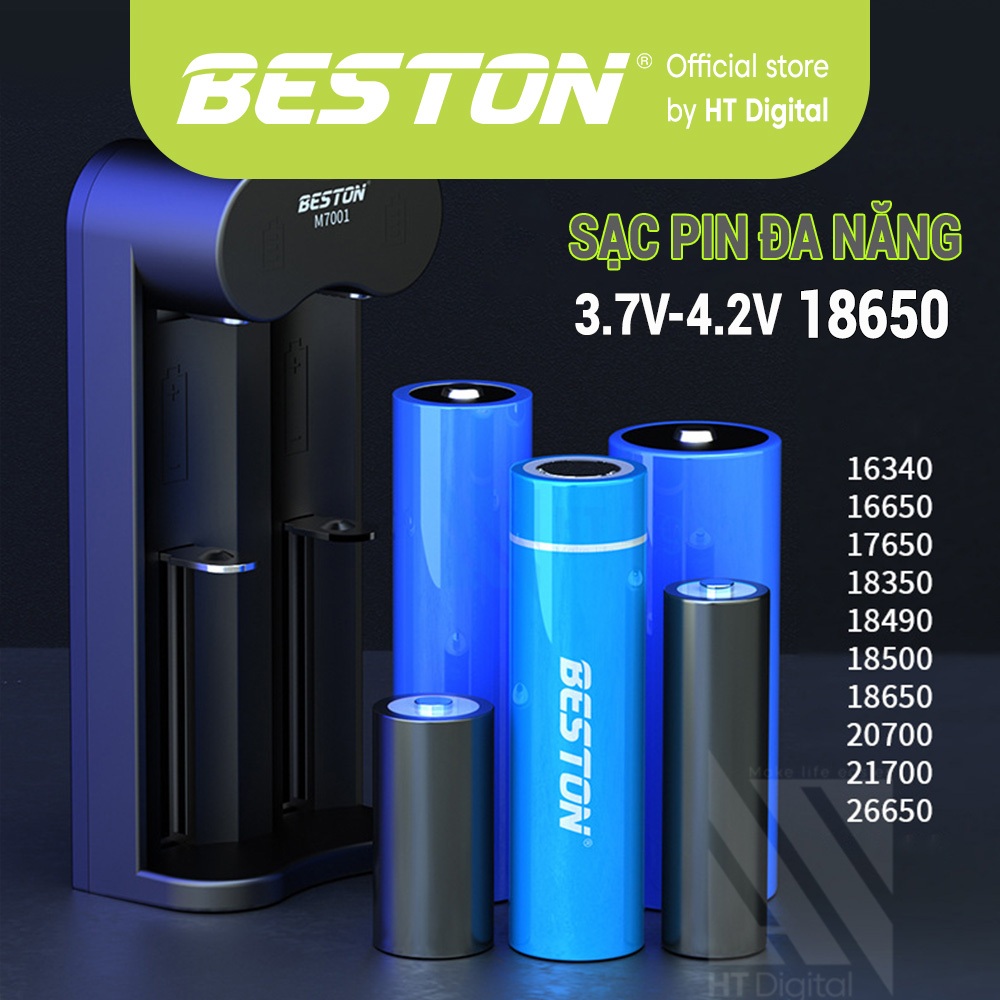 Pin Sạc 18650 3.7V Dòng Xả Cao Beston 3300mAh sạc đa năng M7001 cho pin ...