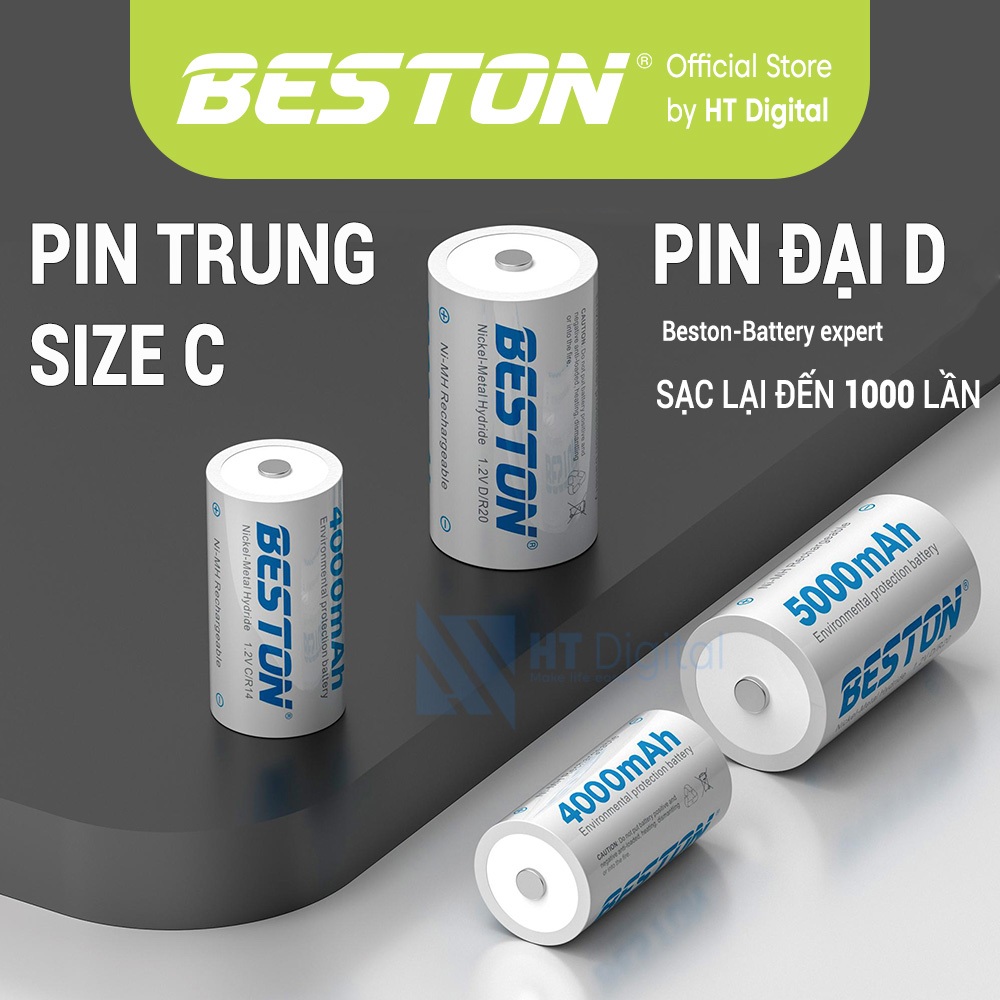 Pin đại sạc D, Pin Trung C BESTON 5000mAh (Vỉ 2 Pin) dùng cho bếp ga ...