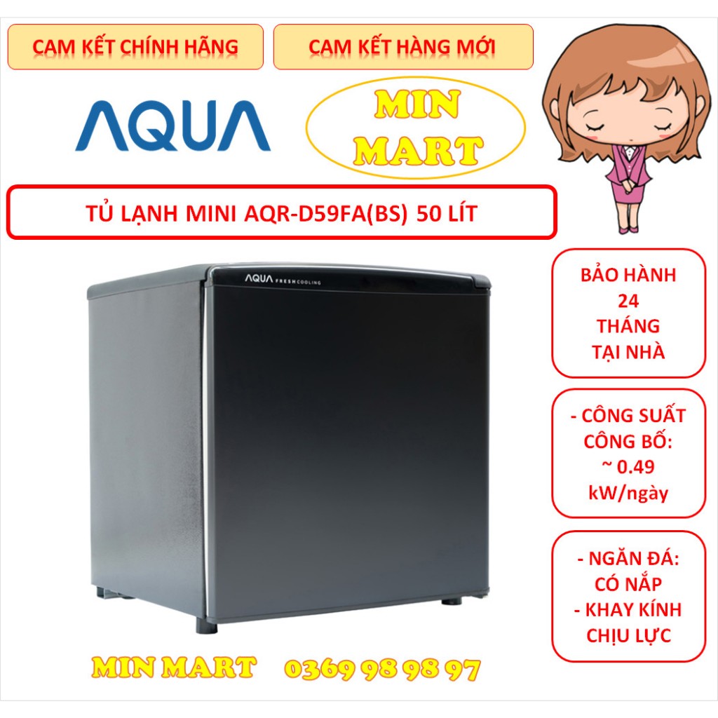 Tủ lạnh Mini AQUA AQR-D59FA(BS) 50 lít & AQR-D99FA(BS) 90 lít: Cam Kết Chính Hãng, Hàng Mới Đập ...