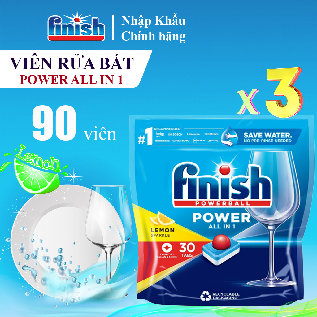 Viên Rửa Chén Bát Hương Chanh Finish Essential Rửa Cực Sạch Nhập Khẩu ...