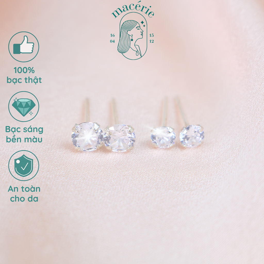 Bông tai bạc 925 nụ đá CZ tối giản cá tính Macerie E002 | Shopee Việt Nam