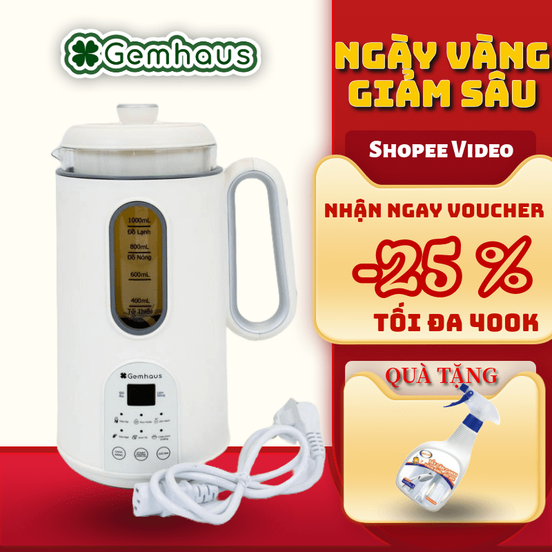 Máy làm sữa hạt Gemhaus GH110 Pro - Máy xay nấu đa năng cối thủy tinh vỏ nhựa [MỚI] | Shopee ...