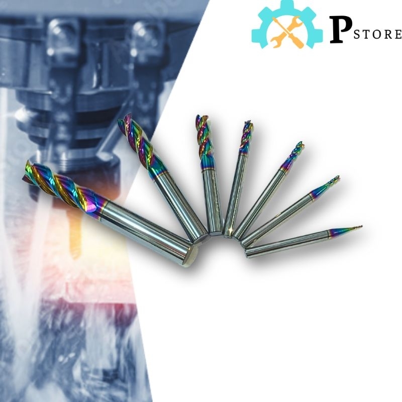 Dao Phay CNC Kim Loại, Đồng 3 Me Phủ DLC Độ Cứng 60HRC Nhiều Kích Thước D1, D2, D3, D4, D6, D8 ...