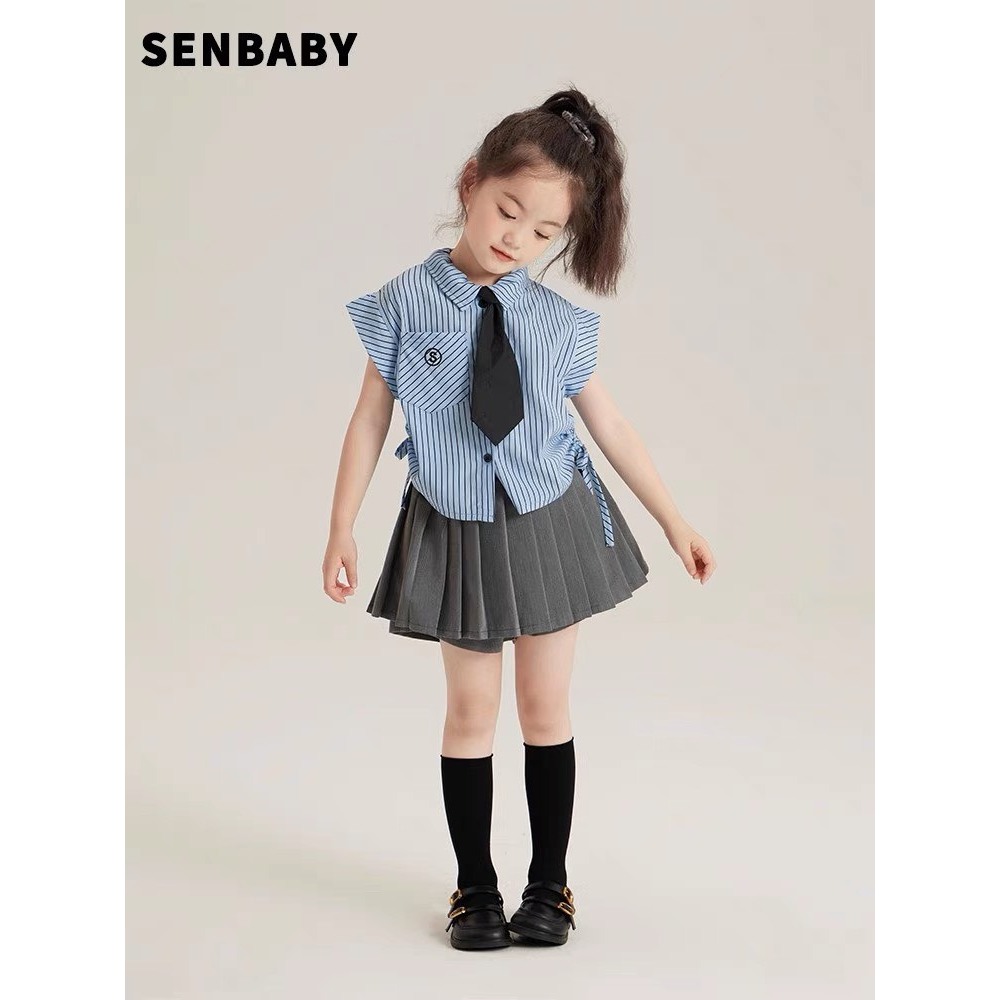 (10-28kg)-HBK-Set bộ sơ mi style học sinh cho bé gái (ảnh thật ...