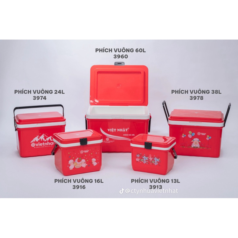 Phích đá vuông giữ nhiệt 12l 13l 16l 17l 18l, 24l,26l,38l,60l Việt Nhật (Thùng đá vuông đa năng ...