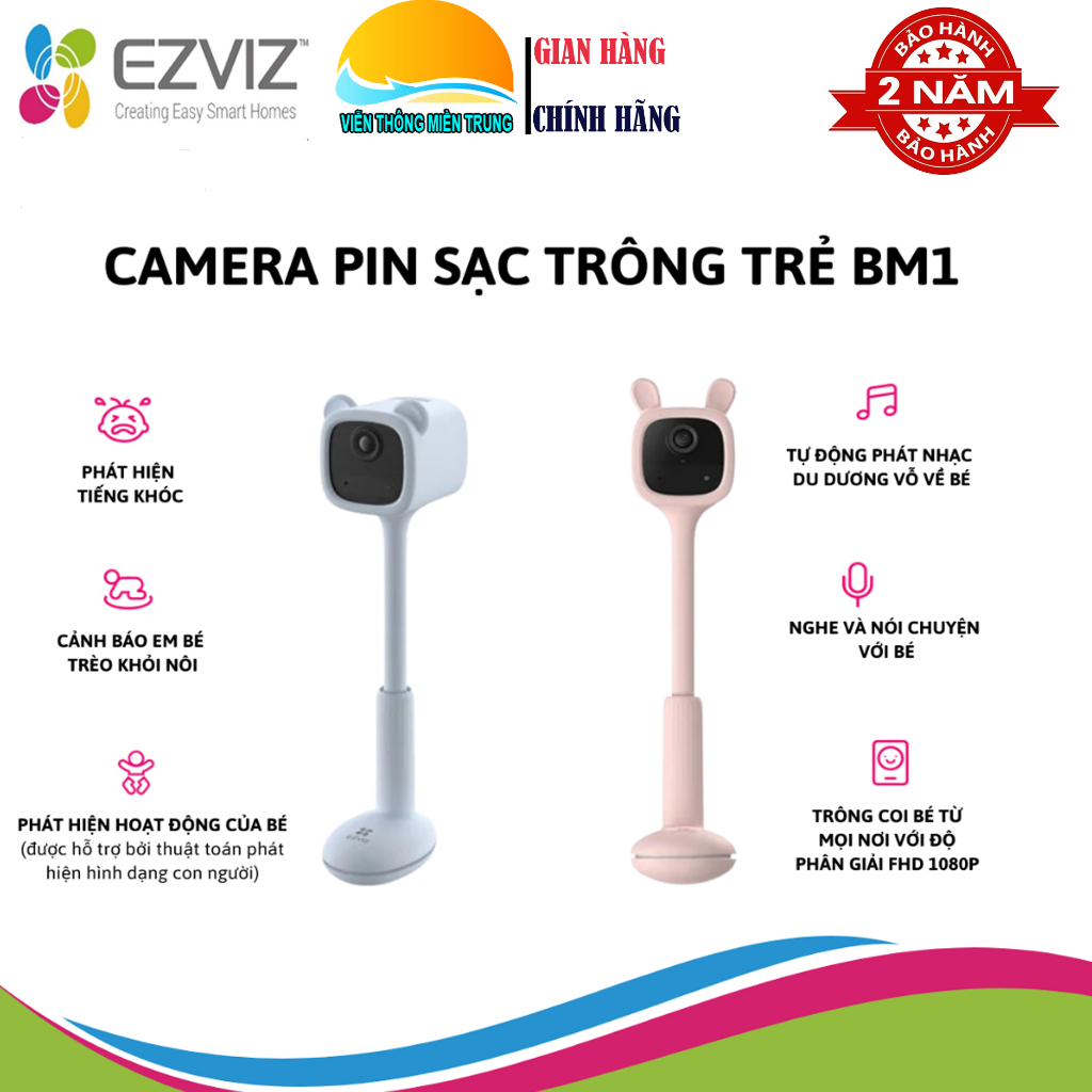 Camera Baby EZVIZ BM1, FHD 1080P, Pin Sạc & Wi-fi, Hồng Ngoại Vô Hình ...