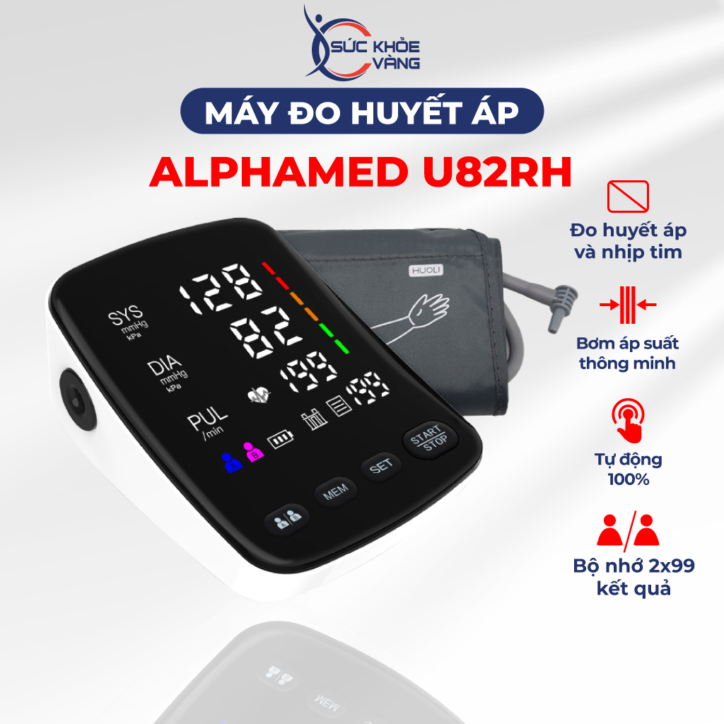 Máy Đo Huyết Áp Bắp Tay ALPHAMED U82RH Tự Động, Không Cần Bóp Tay Đo nhanh, chính xác và dễ sử ...