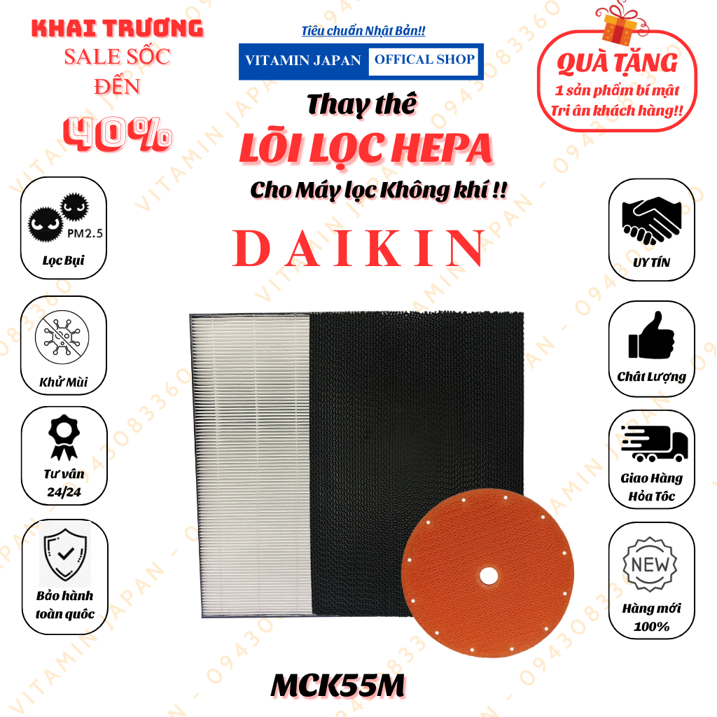 Màng lọc không khí Daikin: MCK40, ACK40, TCK40, MCK55, TCK55, ACK55,... Màng lọc Hepa, màng lọc ...
