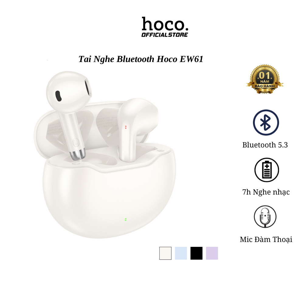 Tai nghe bluetooth Hoco EW61, Tai nghe nhét tai không dây có mic đàm thoại, nghe nhạc 7H, âm ...