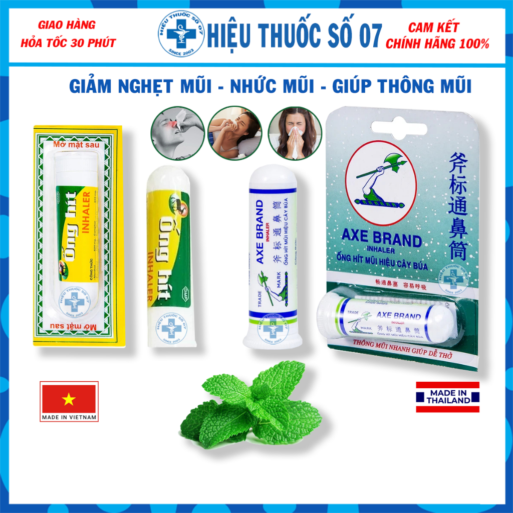 Ống hít mũi Thái Lan AXE BRAND, INHALER giảm nhanh nghẹt mũi, sổ mũi ...