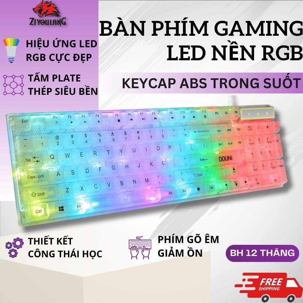 Bàn Phím Gaming Máy Tính ZiyouLang KB101 DOUNI LED RGB Gõ Êm Giảm Ồn ...