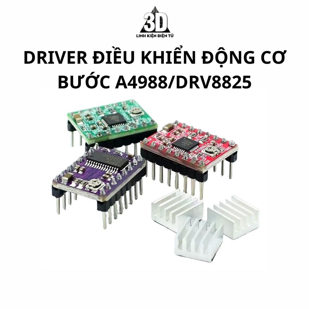 Driver điều khiển động cơ bước A4988/DRV8825 KÈM NHÔM TẢN NHIỆT dành ...