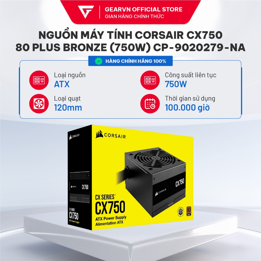 Nguồn máy tính Corsair CX750 - 80 Plus Bronze (750W) CP-9020279-NA | Shopee Việt Nam