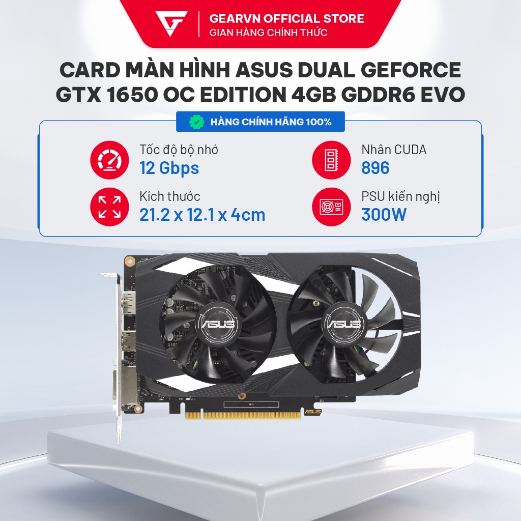 Card màn hình ASUS Dual GeForce GTX 1650 OC Edition 4GB GDDR6 EVO (DUAL-GTX1650-O4GD6-P-EVO ...