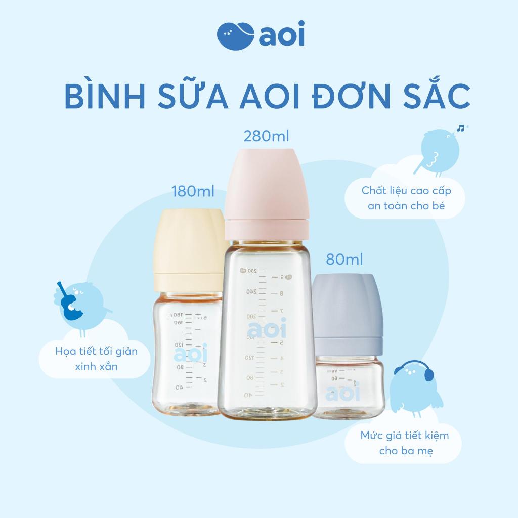 Bình sữa đơn sắc Aoi 80-180-280ml, nhựa PPSU đạt chuẩn Châu Âu,tiêu chuẩn khắt khe! | Shopee ...