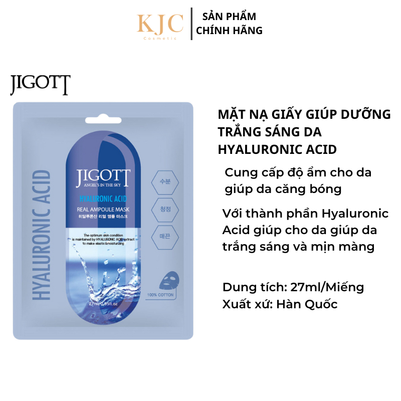 Combo (10 Miếng) Mặt Nạ Giấy Cấp Nước Dưỡng Trắng Sáng Da H.A - JIGOTT HYALURONIC ACID REAL ...