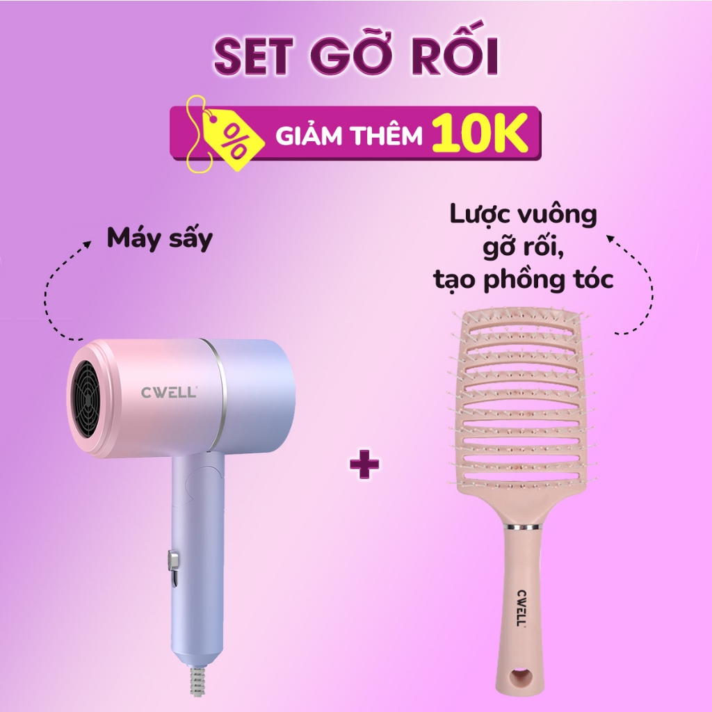 Máy sấy tóc mini CWell gấp gọn 2 chiều nóng lạnh C01HD, công suất 1200W ...