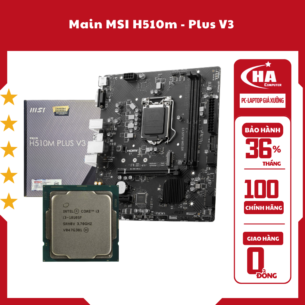 Combo main MSI H510M PLUS V3 + I3 10105F TRAY - Bảo hành 36 Tháng | Shopee Việt Nam