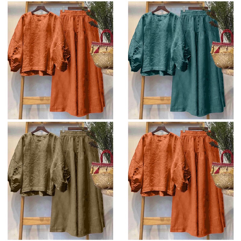 Set Bộ Nữ, Áo Dài, Tay Bồng, Quần Gỉa Váy, Bộ Mặc Đi Chơi, Ở Nhà, Set ...