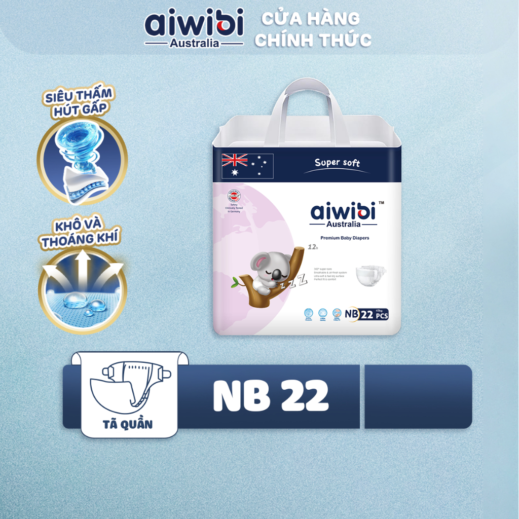 Tã/Bỉm Dán Cao Cấp Aiwibi Light Feather Hấp Thụ Tức Thời Và Khóa Độ Ẩm Gói Nhỏ NB22 | Shopee ...