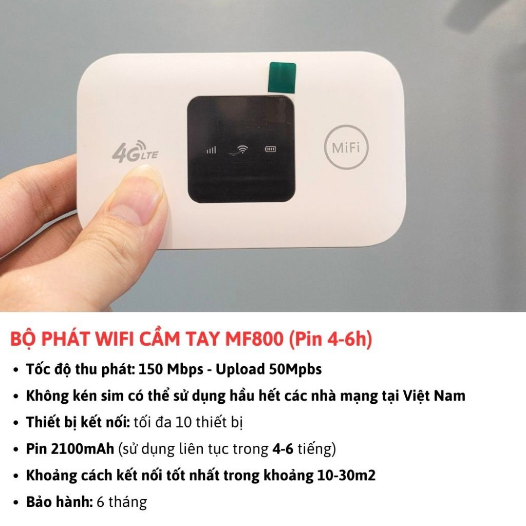 MF800 Cục phát WIFI Bằng Sim 4G Pin 2100mAh (4-6h) Bộ Phát Wifi Cầm Tay ...