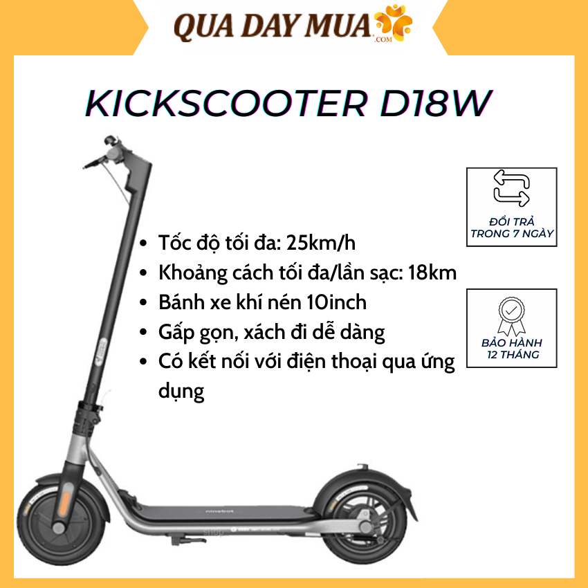 Xe Điện Segway Ninebot Kickscooter D18W - Hàng Chính Hãng - Bảo Hành 24 ...
