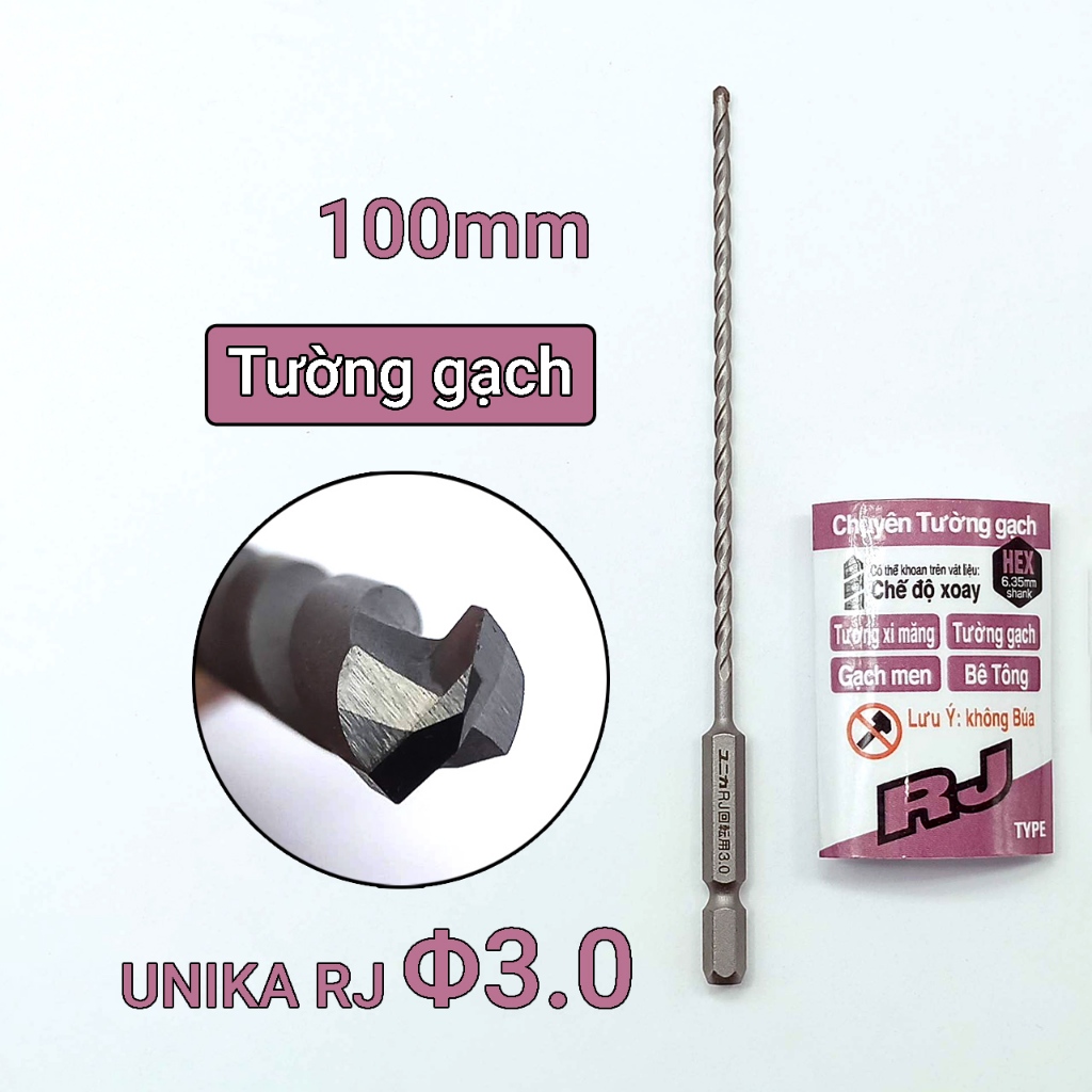 Mũi khoan tường dài chuôi lục hãng UNIKA RJ Nhật cỡ Φ2.5-10mm làm từ thép hợp kim cao cấp bền bỉ ...