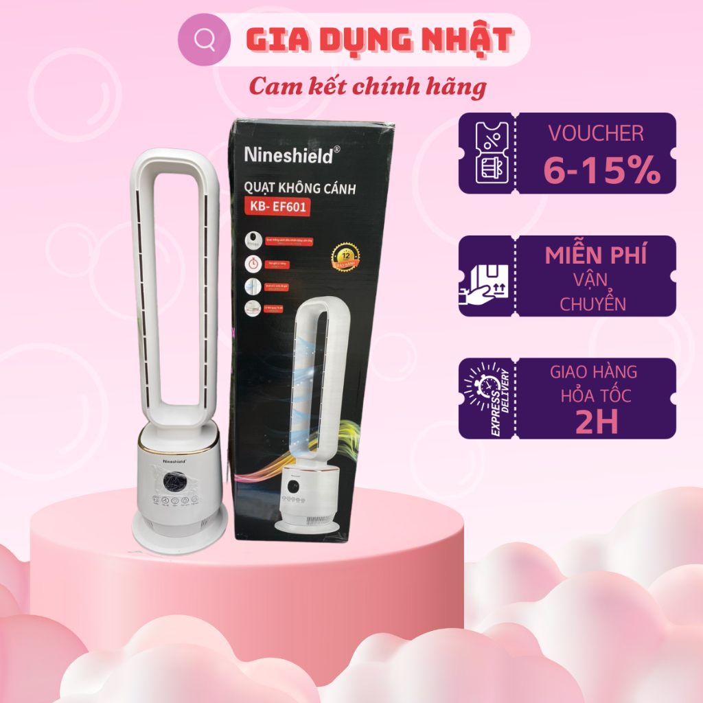 Quạt Không Cánh NINESHIELD KB-EF601-2 ( điện tử ) có điều khiển từ xa mã mới nhất năm 2024 dùng ...