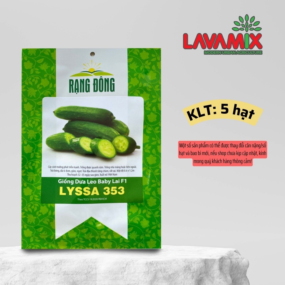 Hạt giống Dưa Leo Baby Lai F1 Lyssa 353 (5 hạt) hiệu Rạng Đông, dễ chăm, trồng quanh năm | Green ...