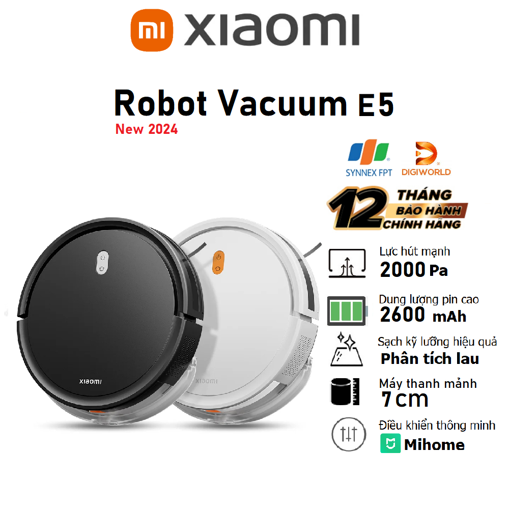 Robot hút bụi lau nhà Xiaomi Robot Vacuum E5 - Bảo hành 12 tháng chính ...