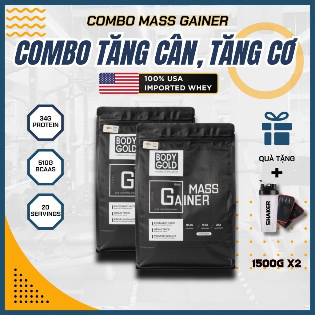 Combo 5 túi Sữa Tăng Cơ Tăng Cân MASS GAINER ELITE LEAN BODY GOLD 7.5kg ...