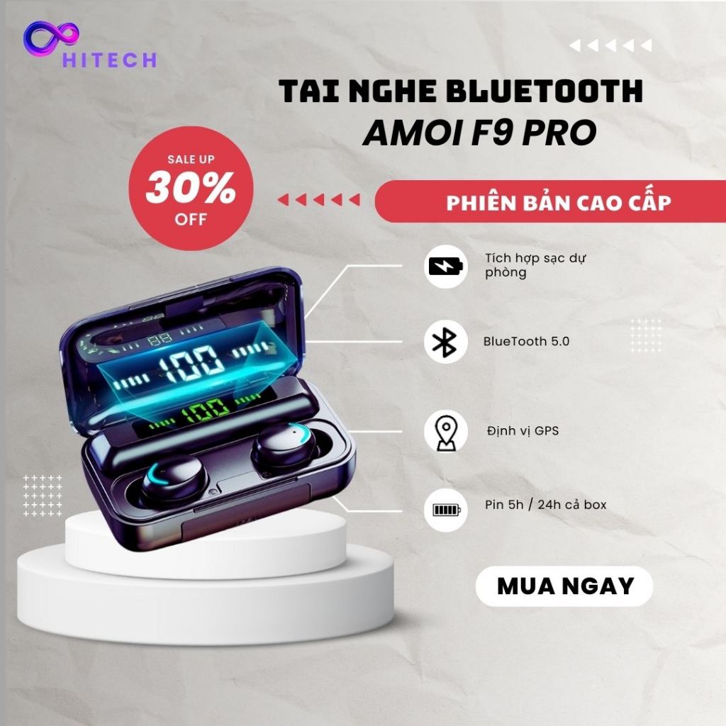 Tai Nghe Bluetooth Nhét Tai Không Dây Amoi F9 Cảm Ứng Vân Tay Có Mic ...