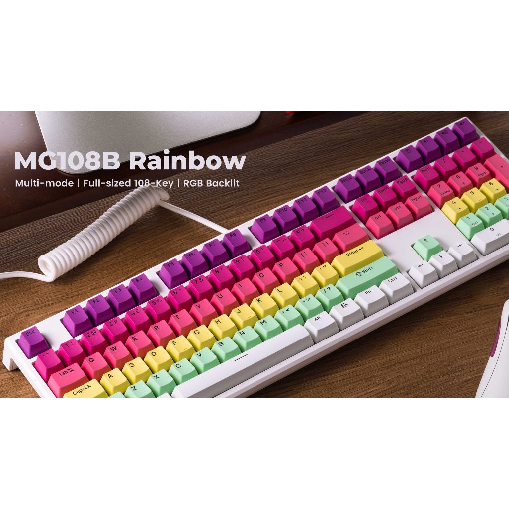 Bàn phím cơ Fullsize MG108b Rainbow hotswap, 3 chế độ RGB | Shopee Việt Nam