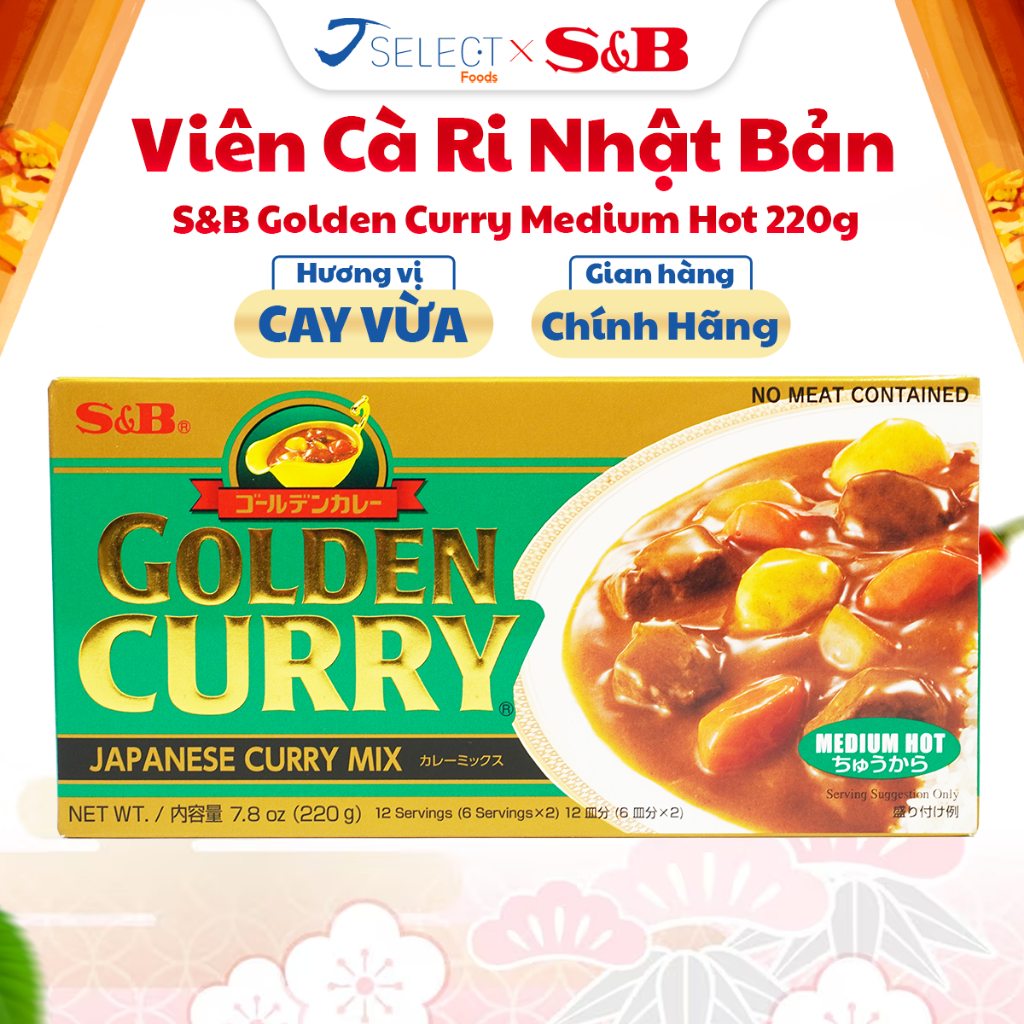 Viên Cà Ri Nhật Bản S&B Golden Curry Vị Cay Vừa 220g | Shopee Việt Nam