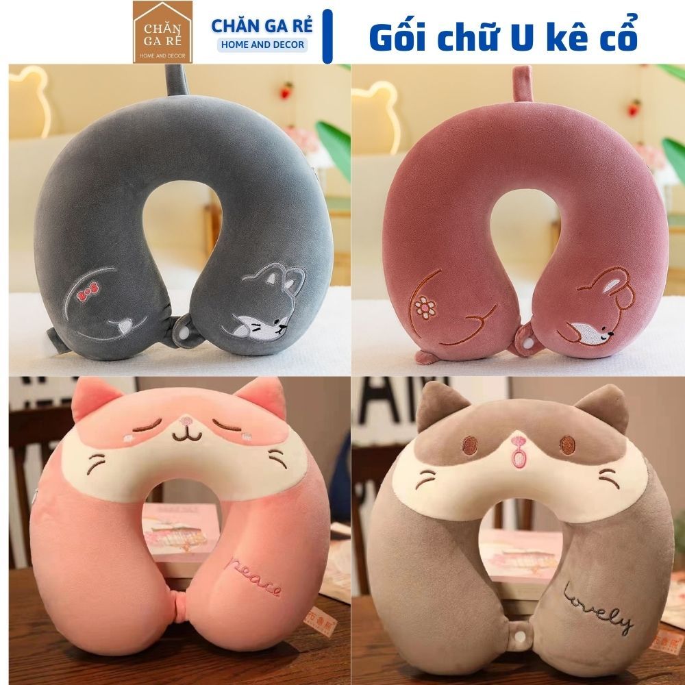 Gối chữ u cao su non 1 màu đơn sắc gối kê cổ chống đau mỏi vai gáy gối tựa cổ làm quà tặng văn ...