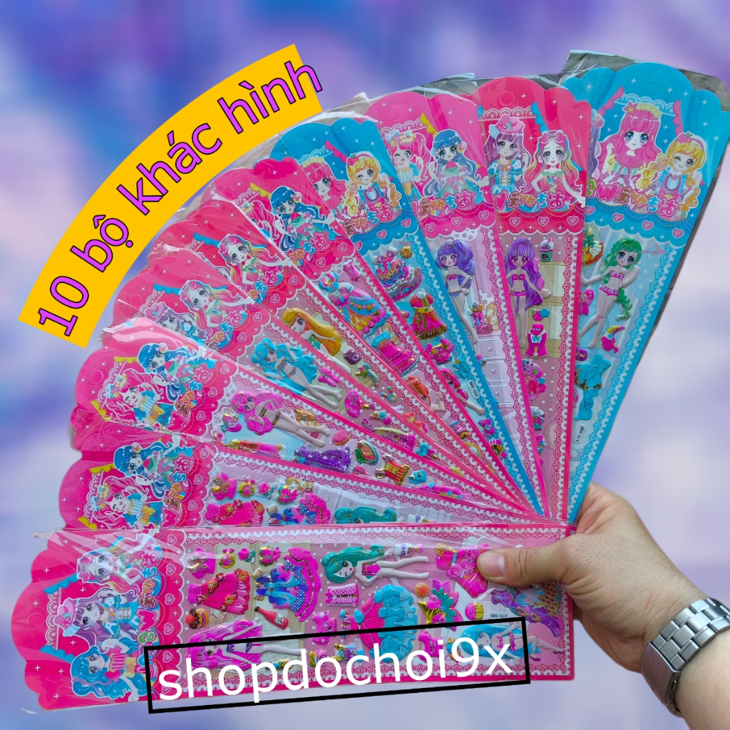 Combo 10 bộ sticker nổi 3d hình dán công chúa thay đồ | Shopee Việt Nam