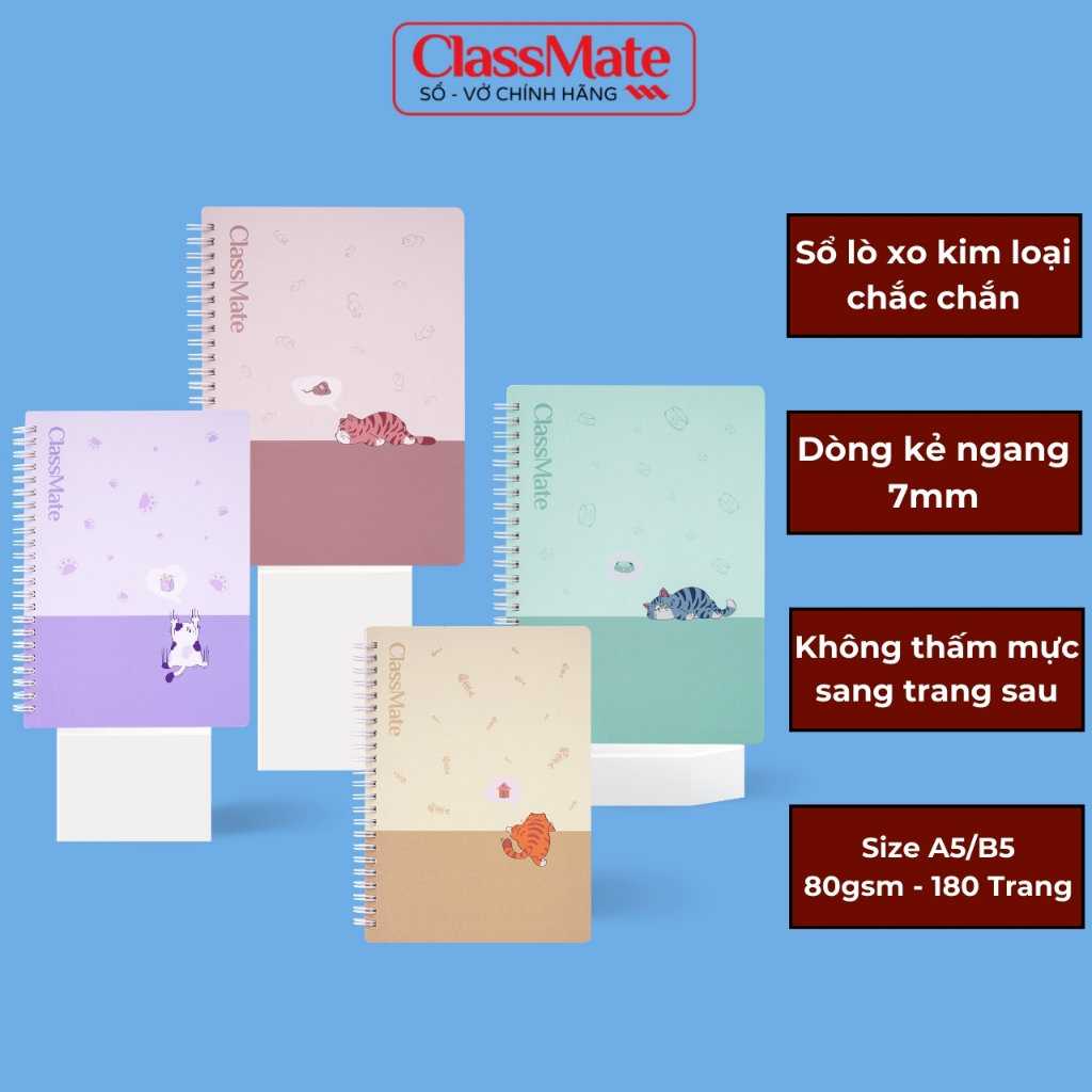 Sổ tay Ghi Chép Classmate Sổ Lò Xo Kẻ Ngang 180/200 Trang, 80GSM Khổ B5 ...