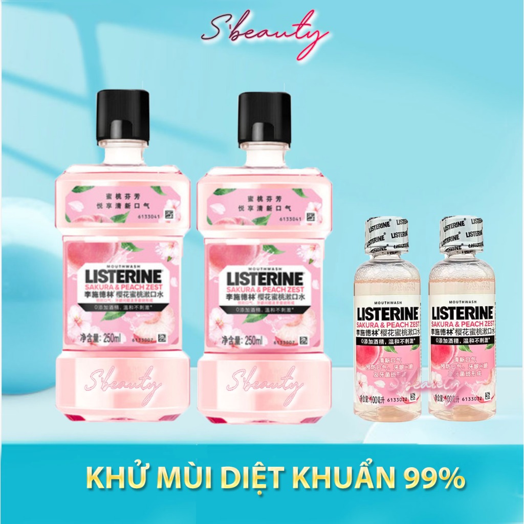 Nước súc miệng Listerine Đào 250ml và 500ml, 100ml - Sakura & Peach ...