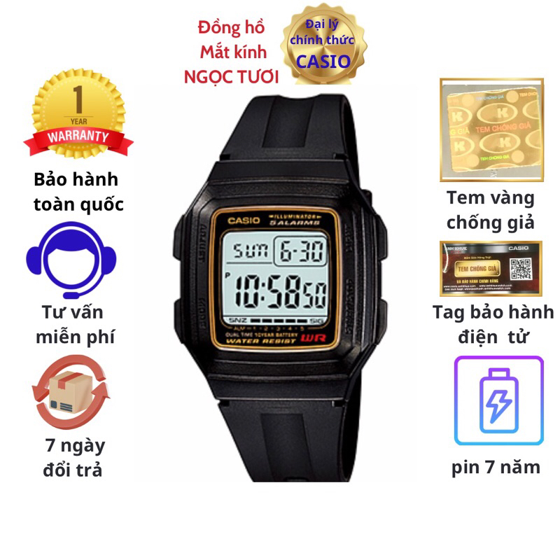 Đồng hồ Casio chính hãng F201W-9DG điện tử chống nước | Shopee Việt Nam