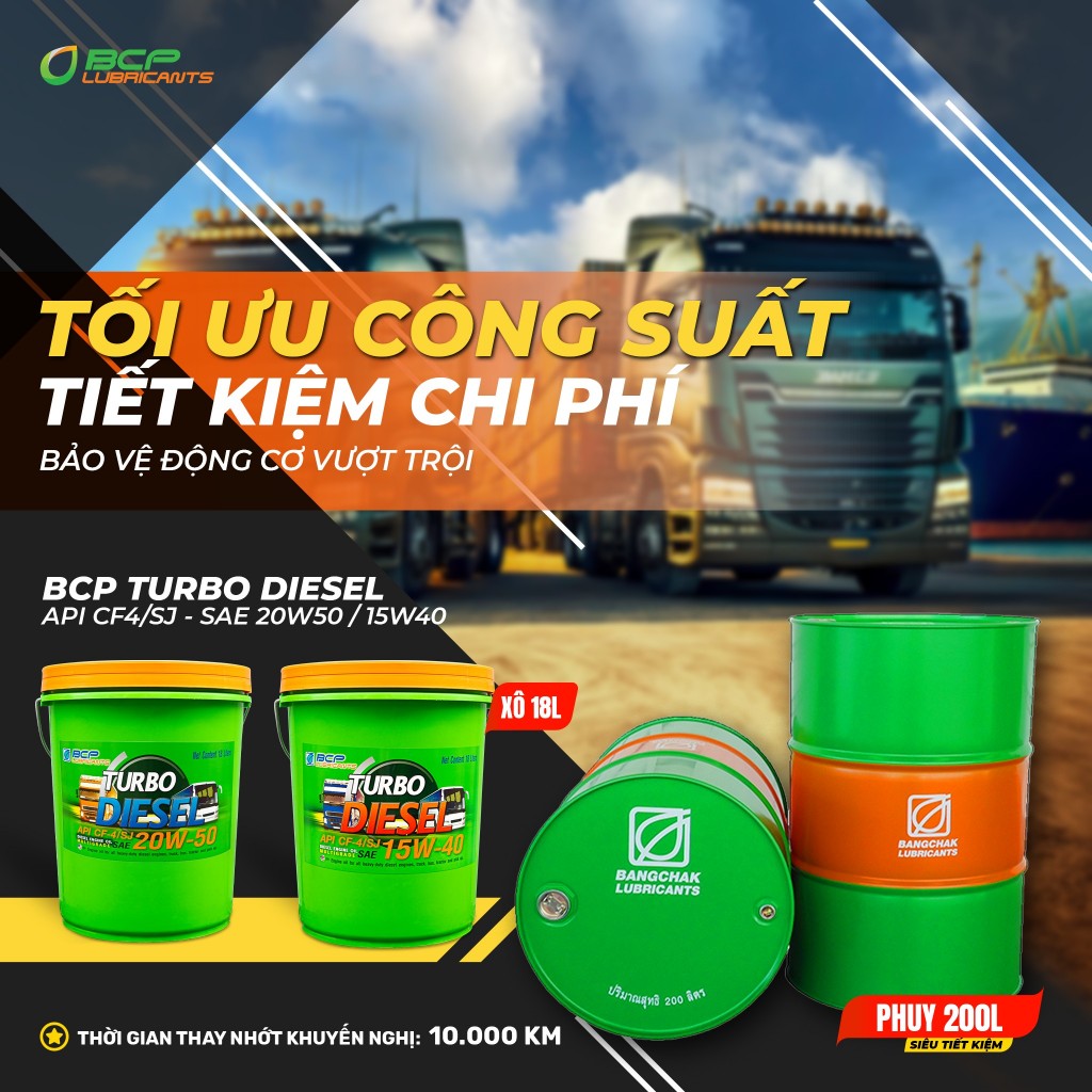 Nhớt Xe Tải, Ô tô Máy Dầu BCP Turbo Diesel CF4/SJ 15W40/20W50 Thùng/Xô ...