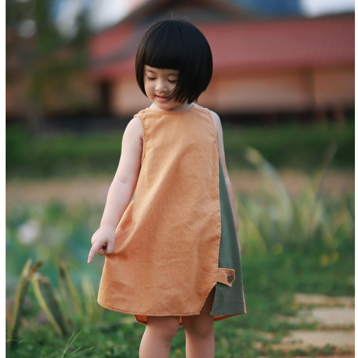 (Yi Closet) Đầm suôn lưng V phối màu cho bé 10 - 25kg | Shopee Việt Nam