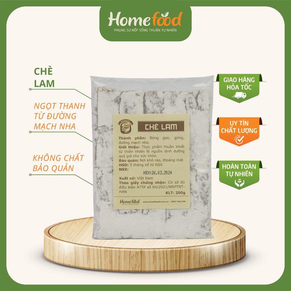 Bánh chè lam HOMEFOOD 200g/ Chè lam đặc sản ngọt thanh từ mạch nha ...