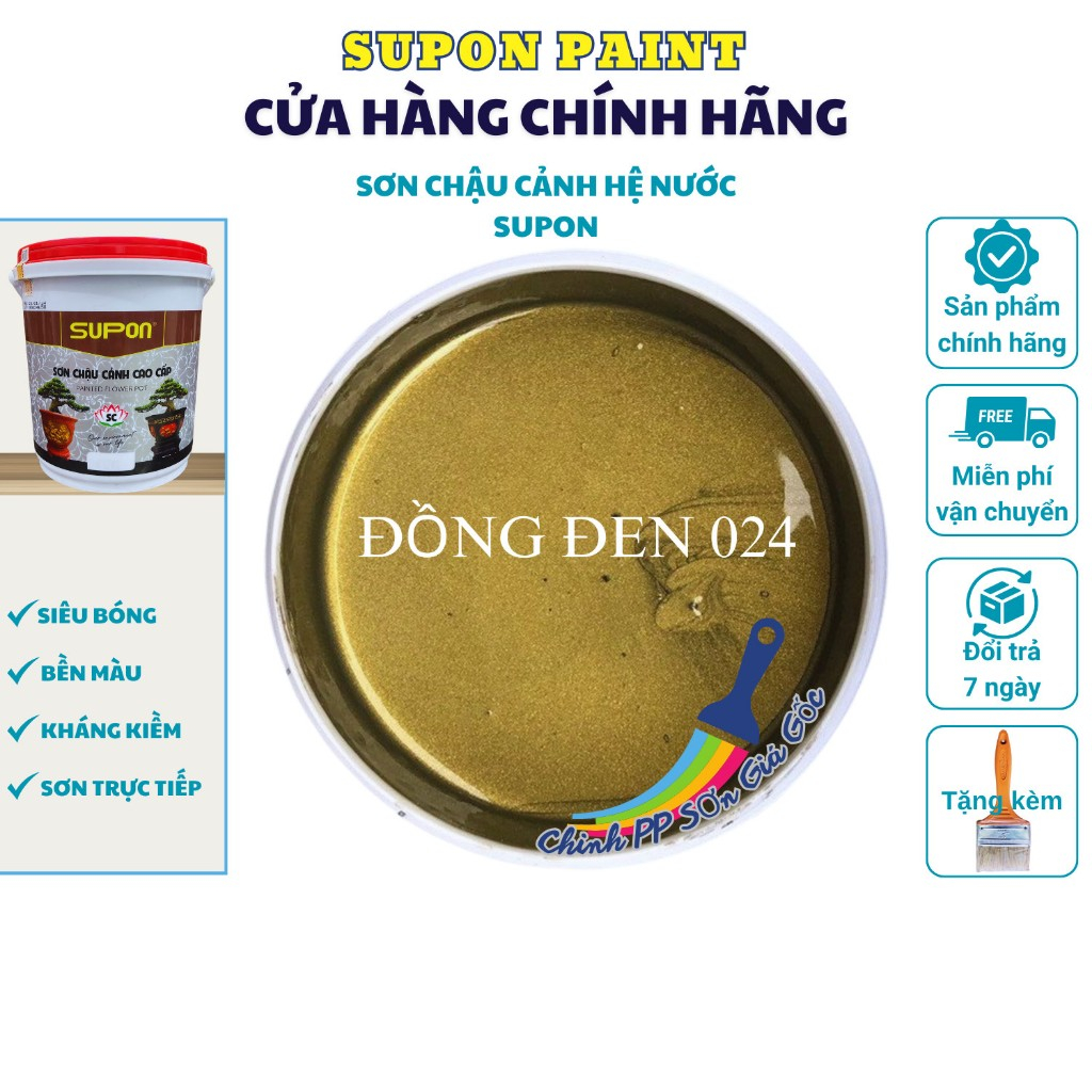 Sơn nhũ đồng đen SUPON hộp 1Kg - 4Kg- có kháng kiềm - lấp lánh ánh kim ...
