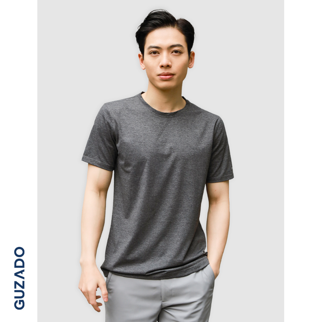 [XẢ HÀNG] Áo Thun Nam GUZADO Vải Cotton Cổ Tròn Ngắn Tay, Mẫu Trơn Basic, Thoáng Khí, Thấm Hút ...
